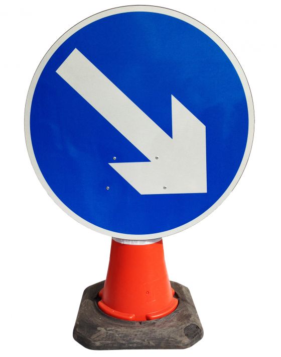 Keep Left/Right Reversible Arrow Road Sign - Cone Type | Vernon Morris